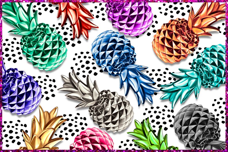 Pineapple Cliparts Summer Cliparts Tropical Clipart Fruit - Etsy