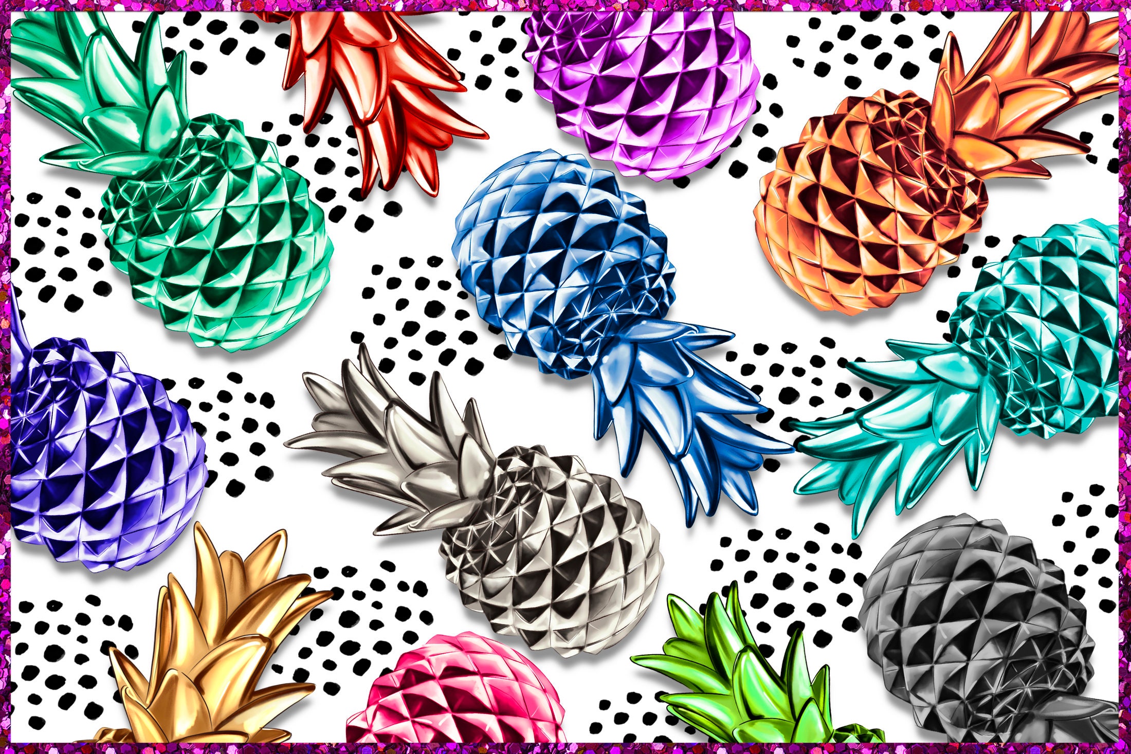 Pineapple Cliparts Summer Cliparts Tropical Clipart Fruit | Etsy