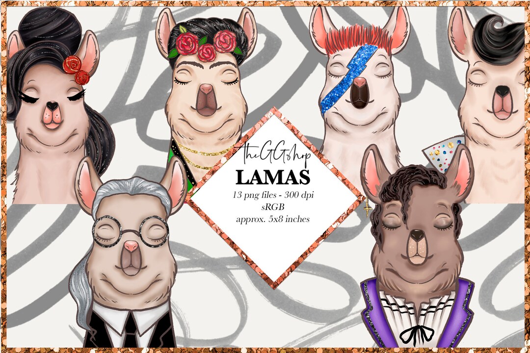 LLAMA Clipart, Lama Clipart, ALPACA Clipart, Lama Png, Lama Sublimation ...
