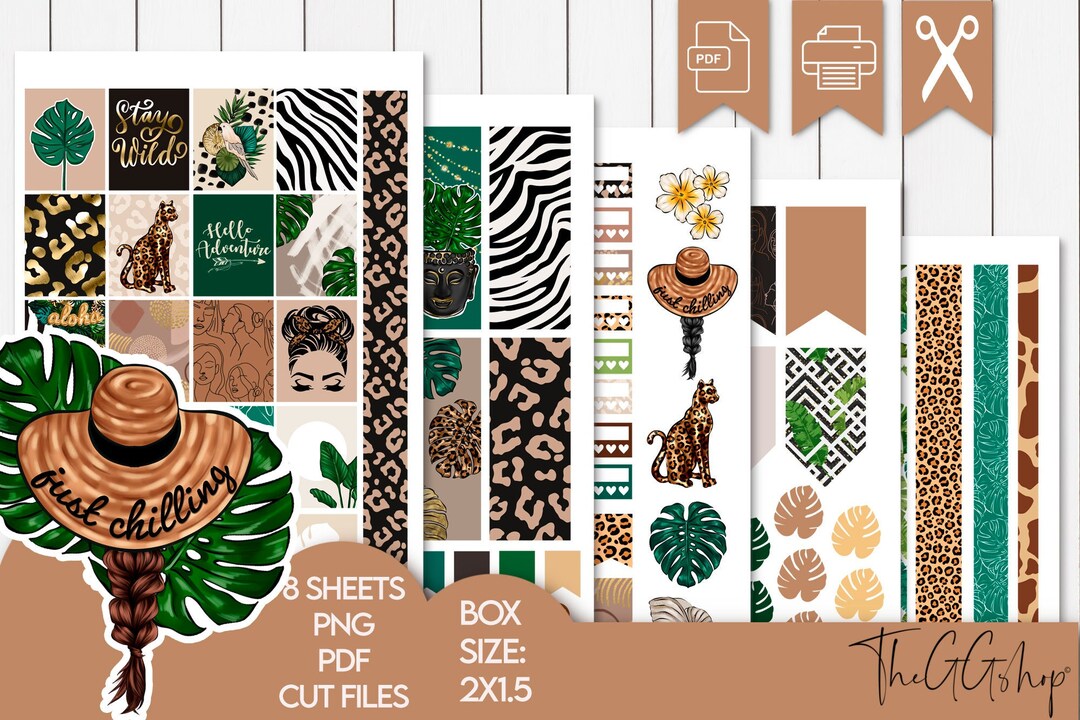 Tropical Printable Stickers, Summer Stickers Sheets, Printable Monthly ...