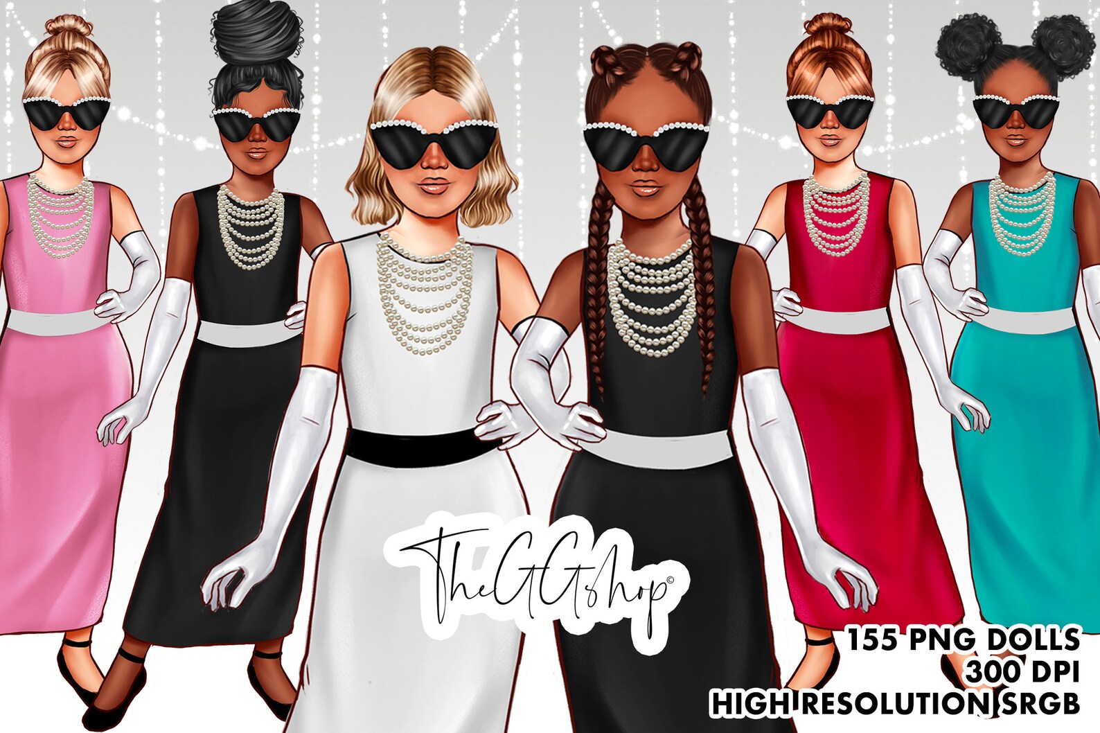 Fashion Girls Clipart: Birthday Party Illustration (PNG Files) - Etsy