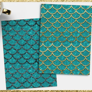Mermaid Scales on Water Texture - 10 Seamless Pattern - Mermaid ...