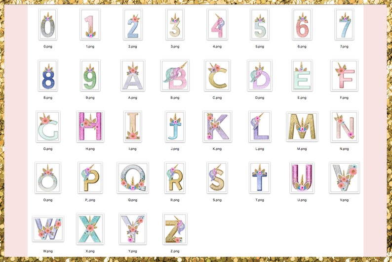 Unicorn Alphabet Unicorn Clipart Unicorn Letters Unicorn - Etsy