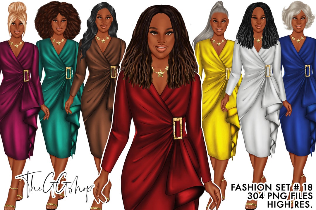 Afro Girls Clipart, Woman Clipart, Mature Lady Clipart, Party Clipart ...