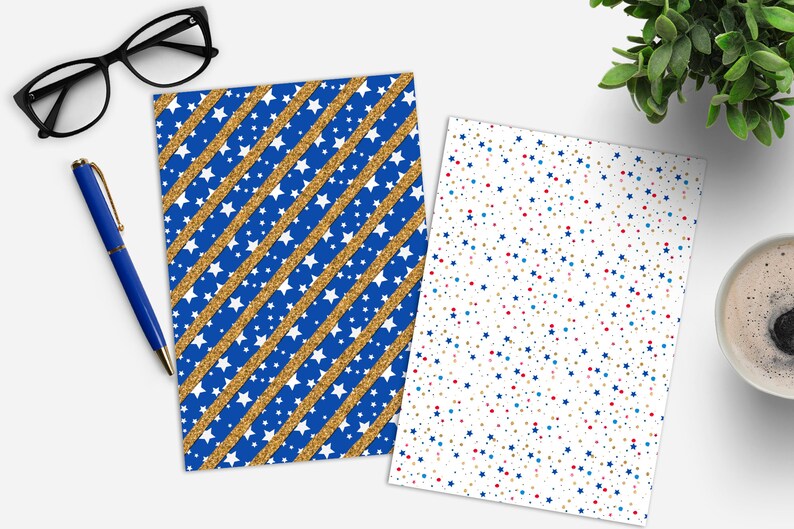 Independence Day Digital Paper Pack, 4th of July Scrapbook Paper, Stars ...