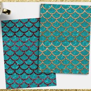 Mermaid Scales on Water Texture - 10 Seamless Pattern - Mermaid ...