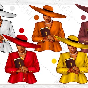 Church Lady Clipart, Praying Woman Clipart, Christianity Clipart, Bible Clipart, Black Woman ...