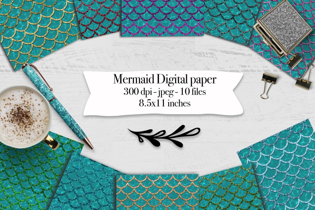 Mermaid Digital Papers, Mermaid Scrapbooking Paper, Mermaid Party ...