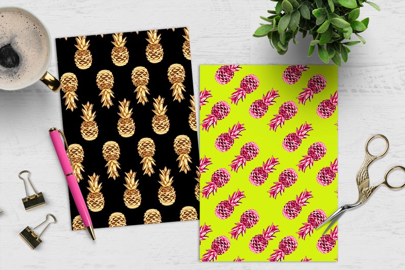 Summer Digital Paper Pack, Pineapple Paper Pack, Tropical Paper Pack ...