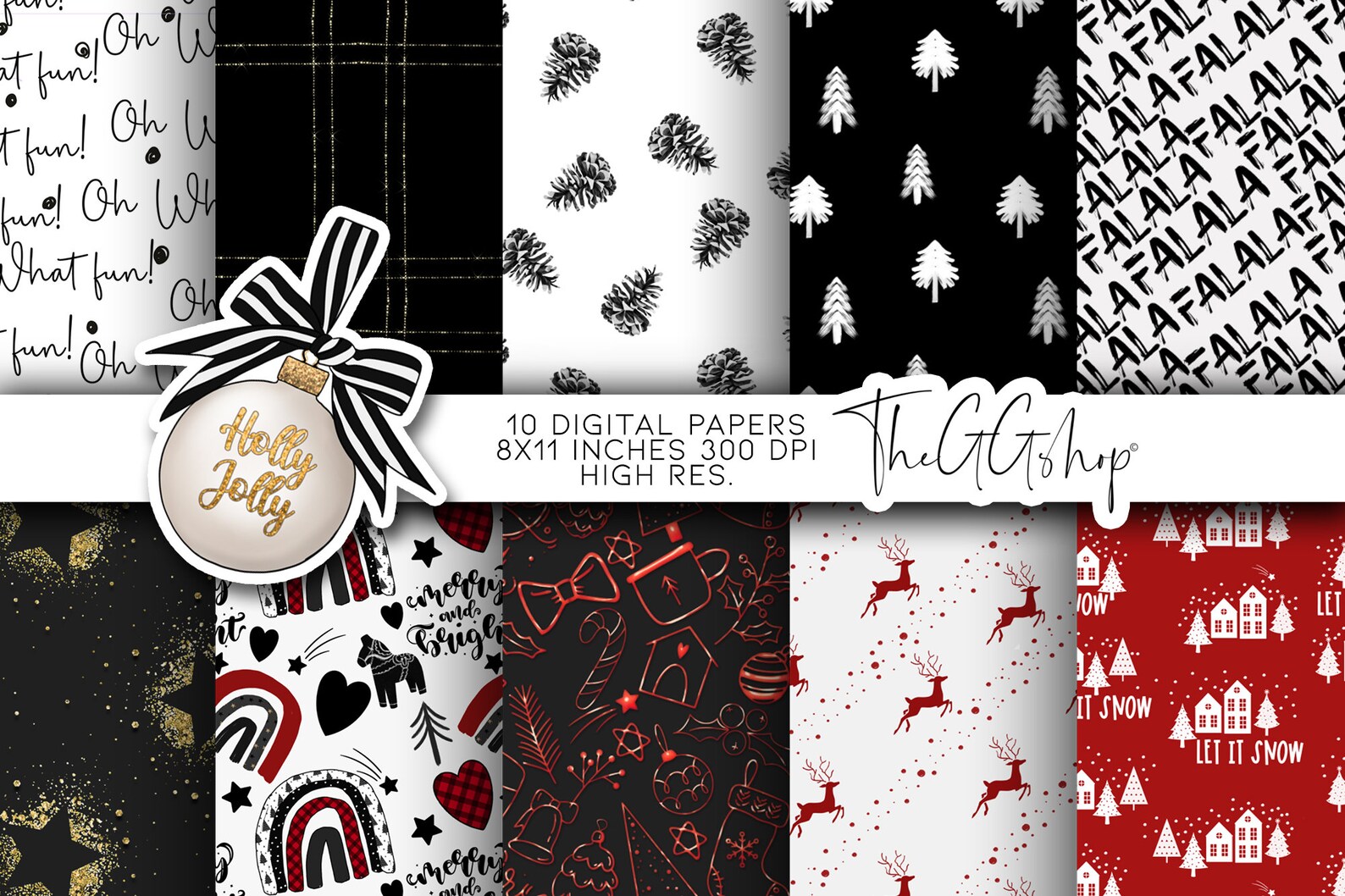 Christmas Digital papers Christmas Paper pack Winter Digital | Etsy