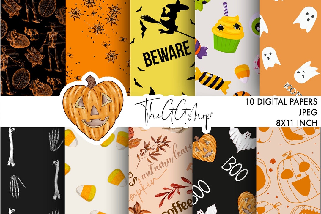 Halloween Digital Paper Pack, Holiday Digital Paper, Thanksgiving Paper ...