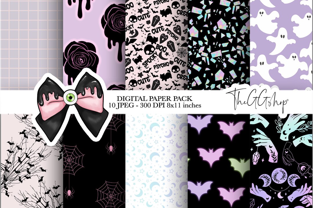 Pink Halloween Digital Paper Pack, Scrapbook Paper, Wicca Witch ...
