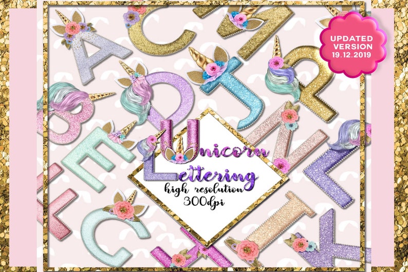 Unicorn Alphabet Unicorn Clipart Unicorn Letters Unicorn - Etsy