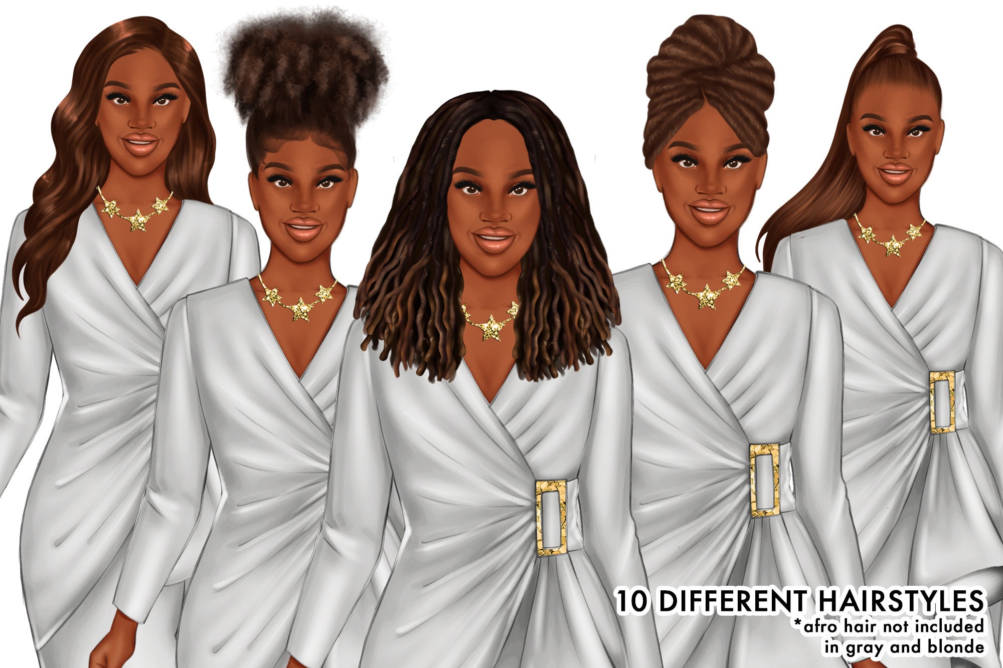 Afro Girls Clipart Woman Clipart Mature Lady Clipart Party - Etsy