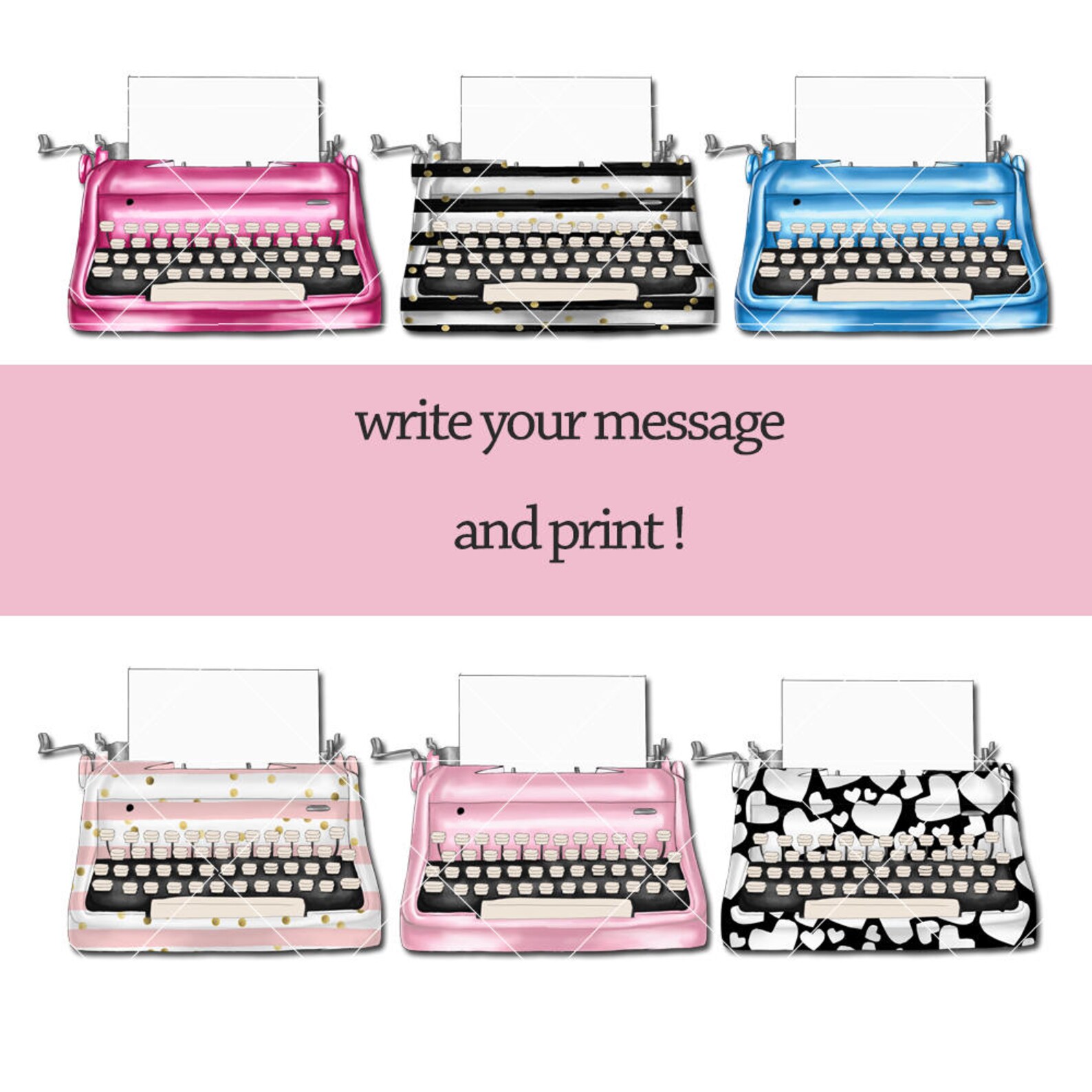 INSTANT DOWNLOAD Typewriter Clip Art Set Printable | Etsy