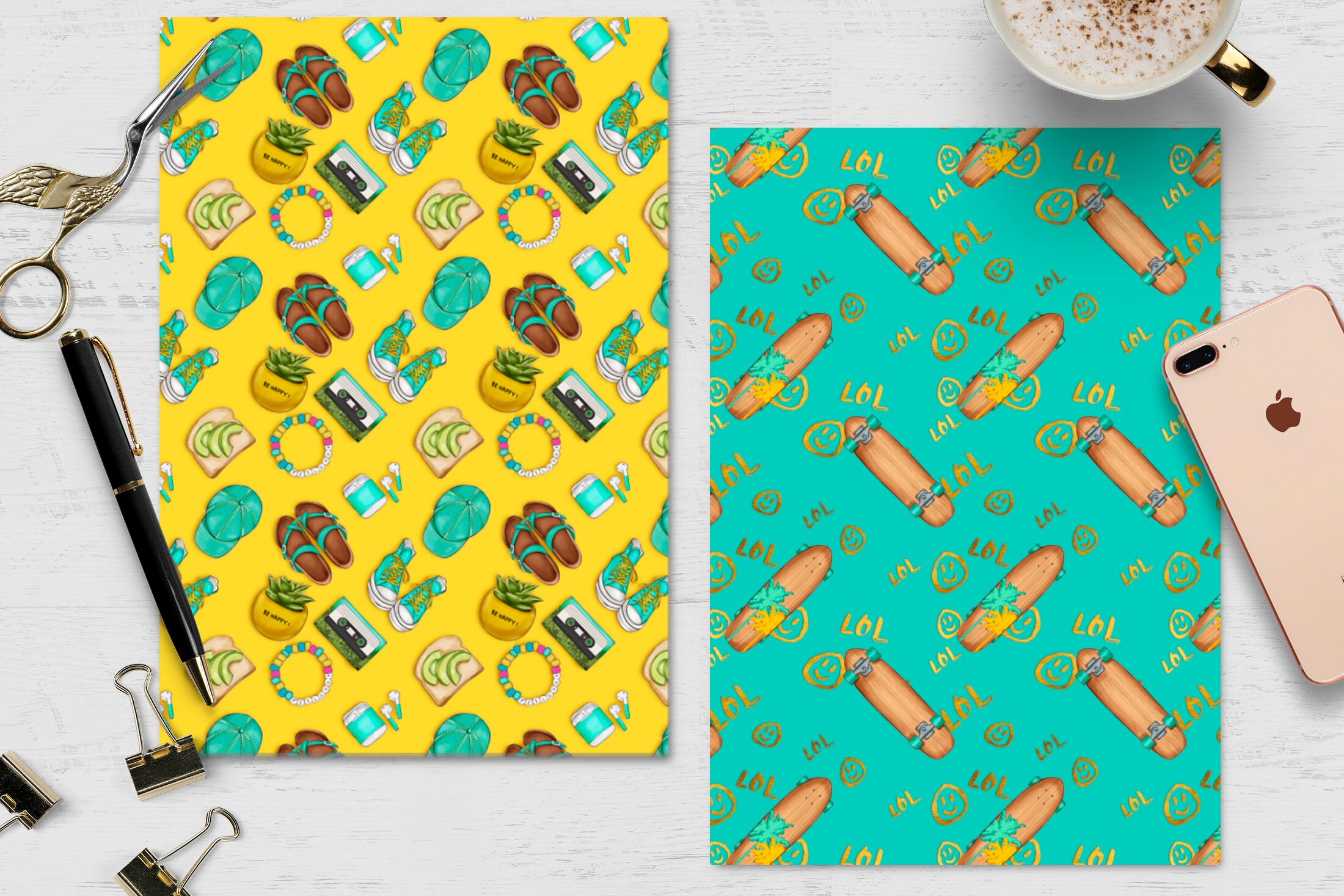 Summer Digital Paper Beach Digital Paper Aloha Digital - Etsy