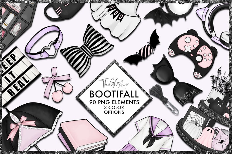 Creepy Halloween Clipart,pink Halloween Clipart,cute Kawaii Clipart ...