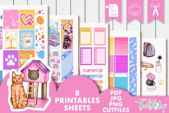 Cat Lady Printable Stickers Animals Stickers Sheets Pets - Etsy