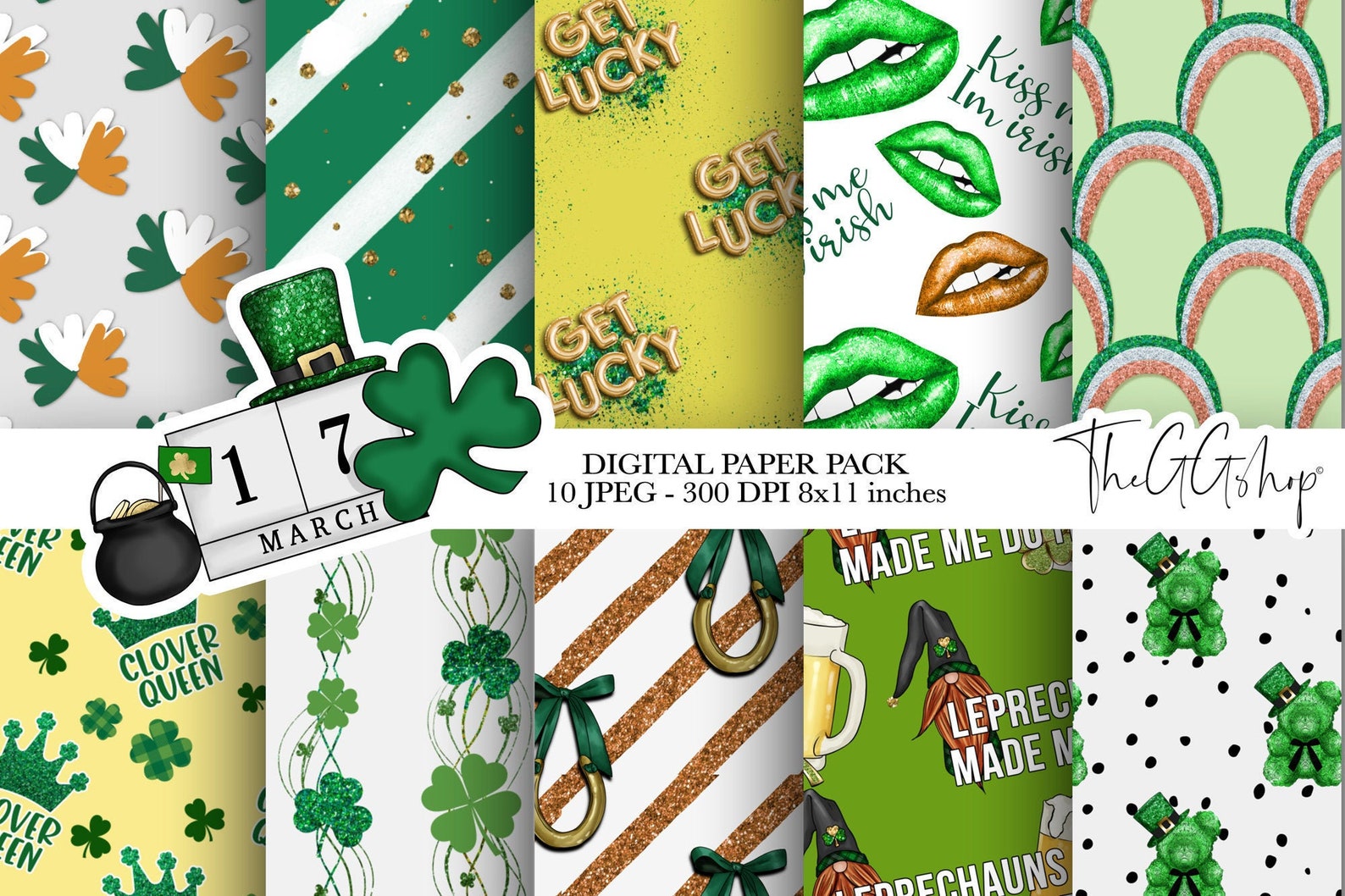 Saint Patrick's Day Paper Pack, St. Patrick Day Digital Paper, Irish ...