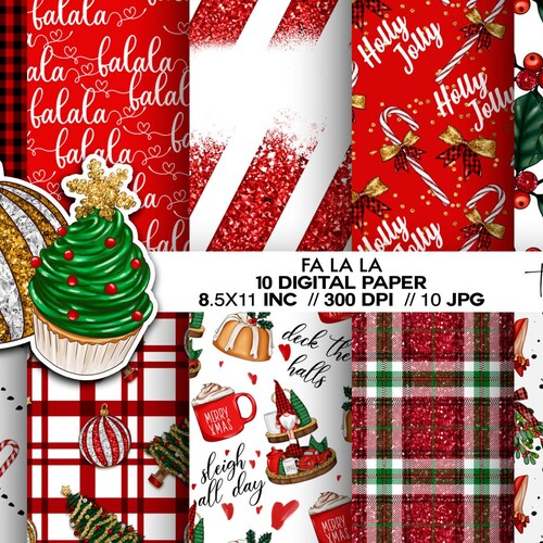 Christmas Digital Papers Christmas Paper Pack Winter Digital - Etsy