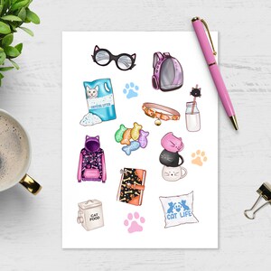 Cat Lady Printable Stickers, Animals Stickers Sheets, Pets Printable ...