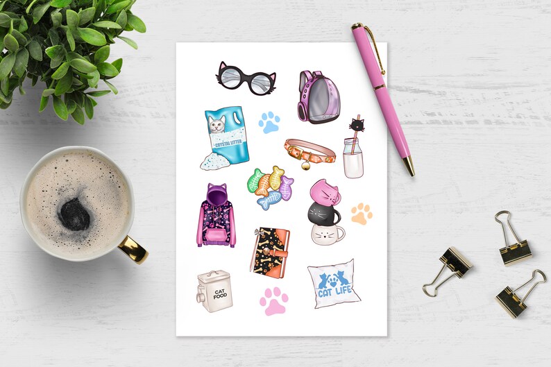 Cat Lady Printable Stickers Animals Stickers Sheets Pets - Etsy