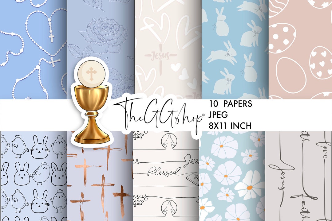 Easter Paper, First Communion Papers, Boho Digital Paper, Peach Fuzz ...