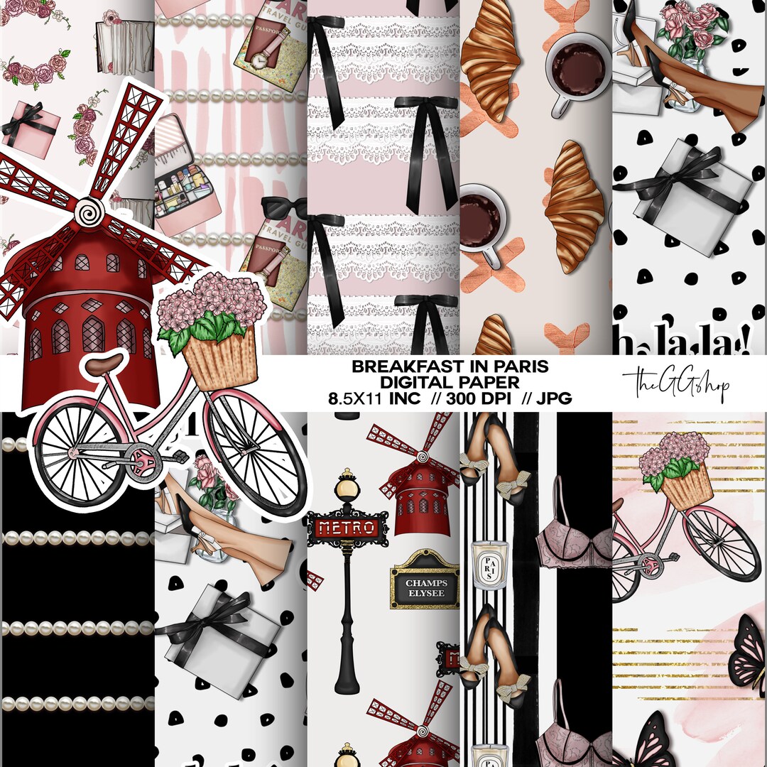 Paris Digital Papers, Fashion Digital Papers, French Digital Papers ...