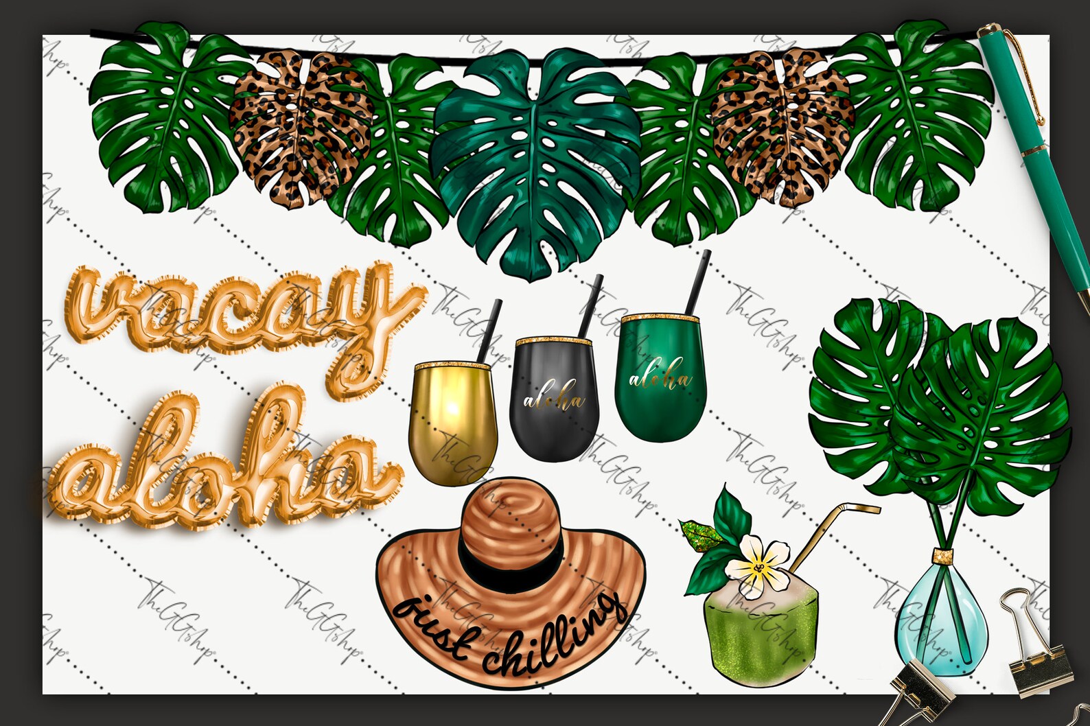 Beach Clipart Boho Clipart Summer Clipart Vacay Clipart - Etsy