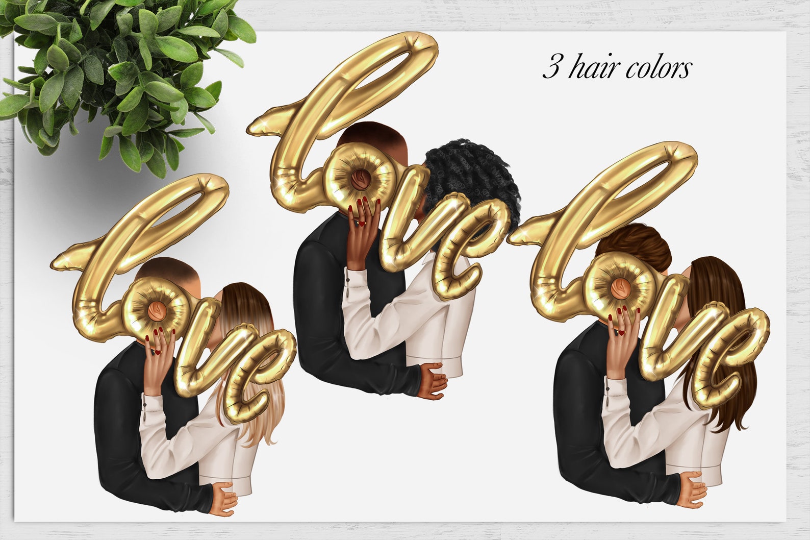 Happy Valentine's Day Clipart Foil Ballon Clipart Black | Etsy