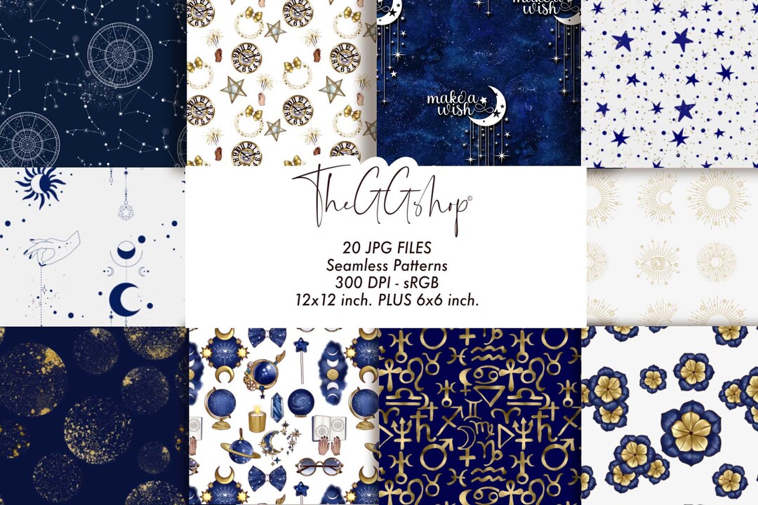 Astrology Paper Night Starry Sky Seamless Pattern Zodiac Paper ...