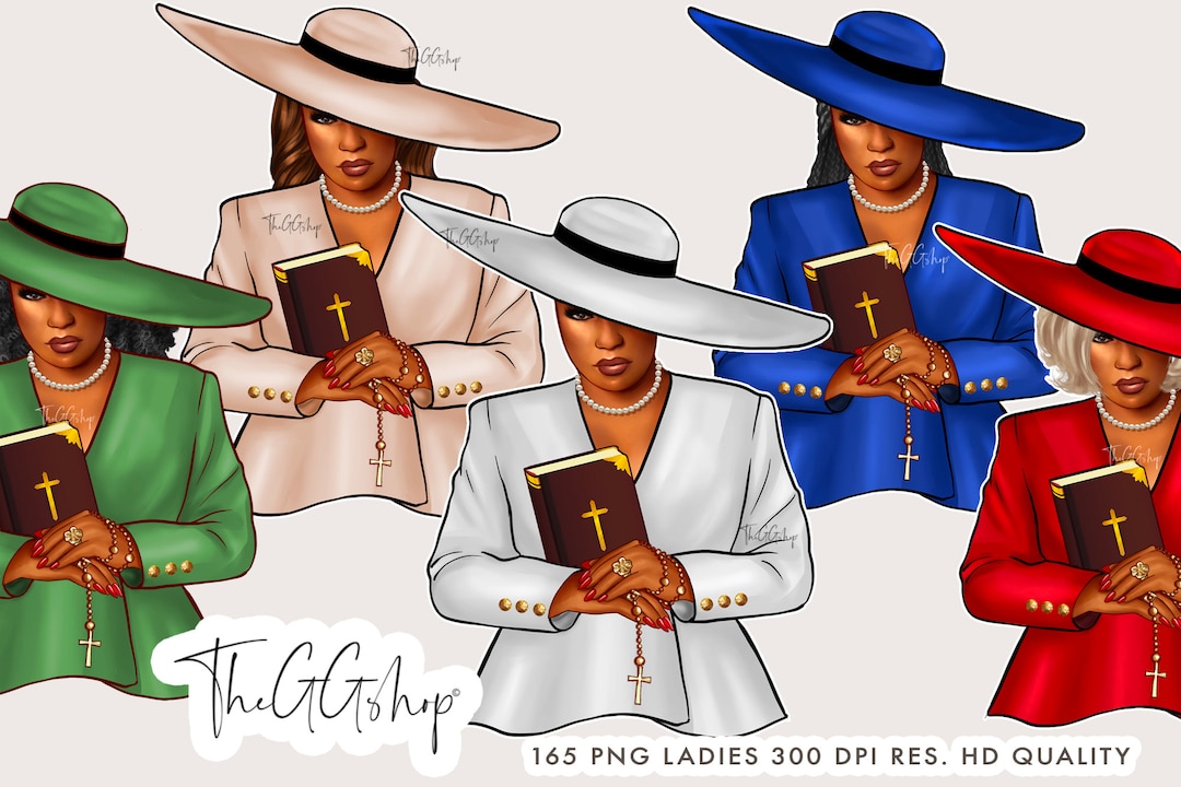 Church Lady Clipart, Praying Woman Clipart, Christianity Clipart, Bible Clipart, Black Woman ...