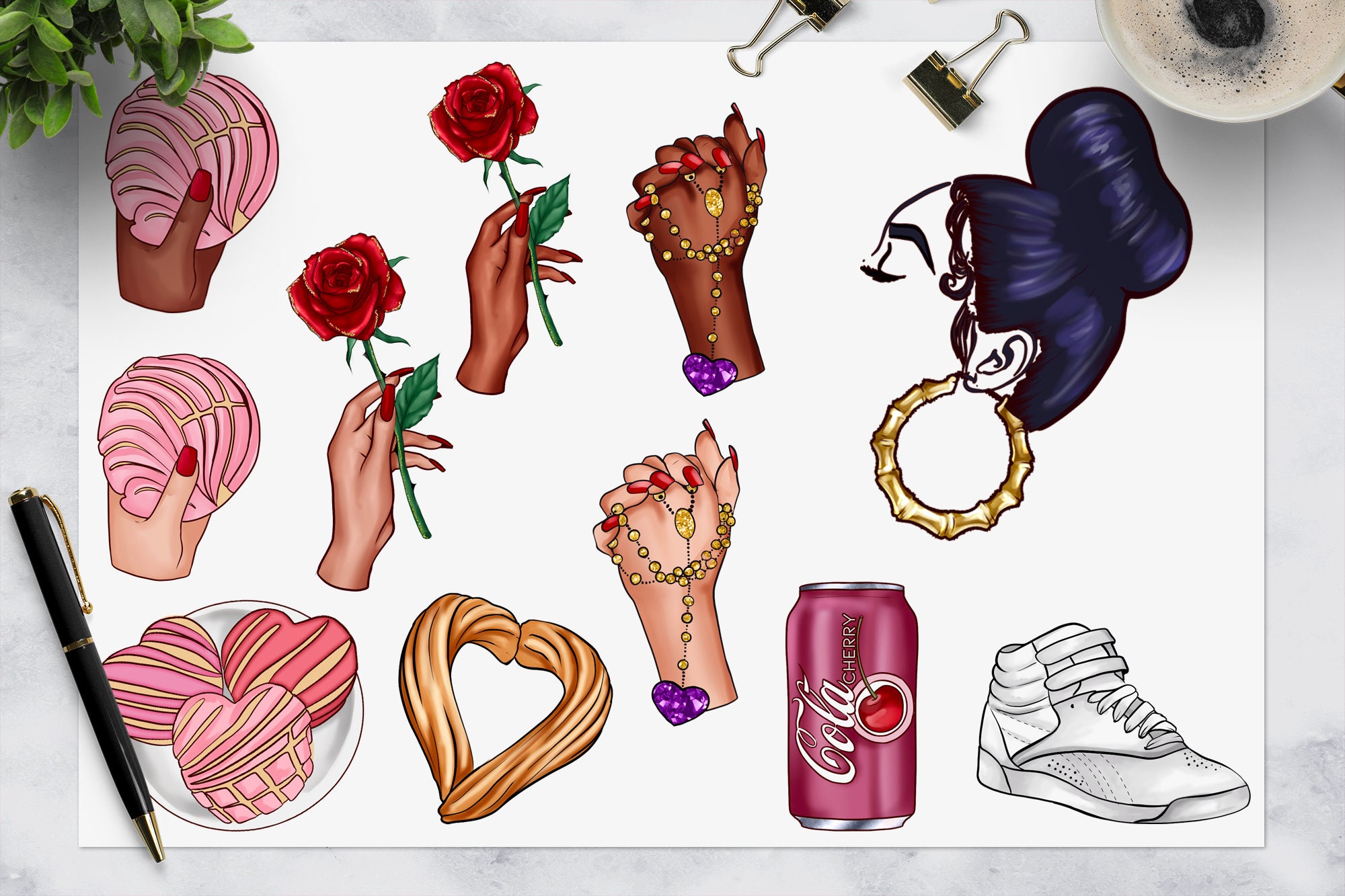 Valentine's Day Clipart Mardi Gras Clipart Latina Girl - Etsy