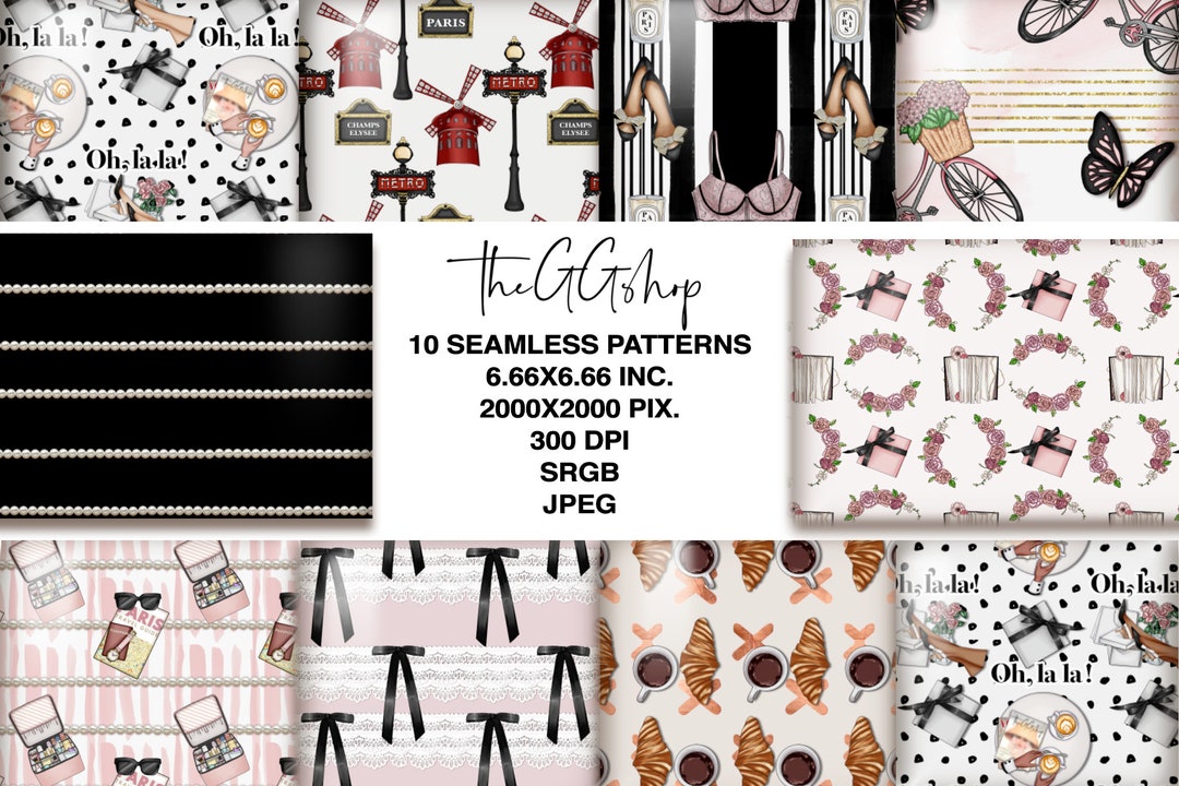 Paris Seamless Patterns, Travel Seamless Patterns , Fashion Seamless ...