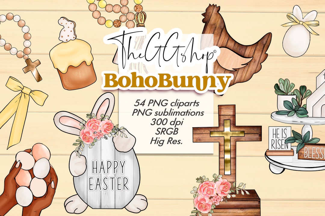 Easter Clipart, First Communion Clipart, Boho Clipart, Rustic Clipart ...