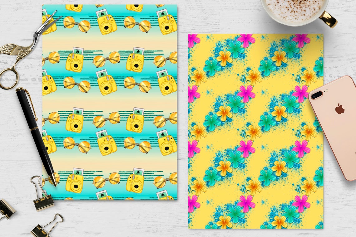 Summer Digital Paper Beach Digital Paper Aloha Digital - Etsy