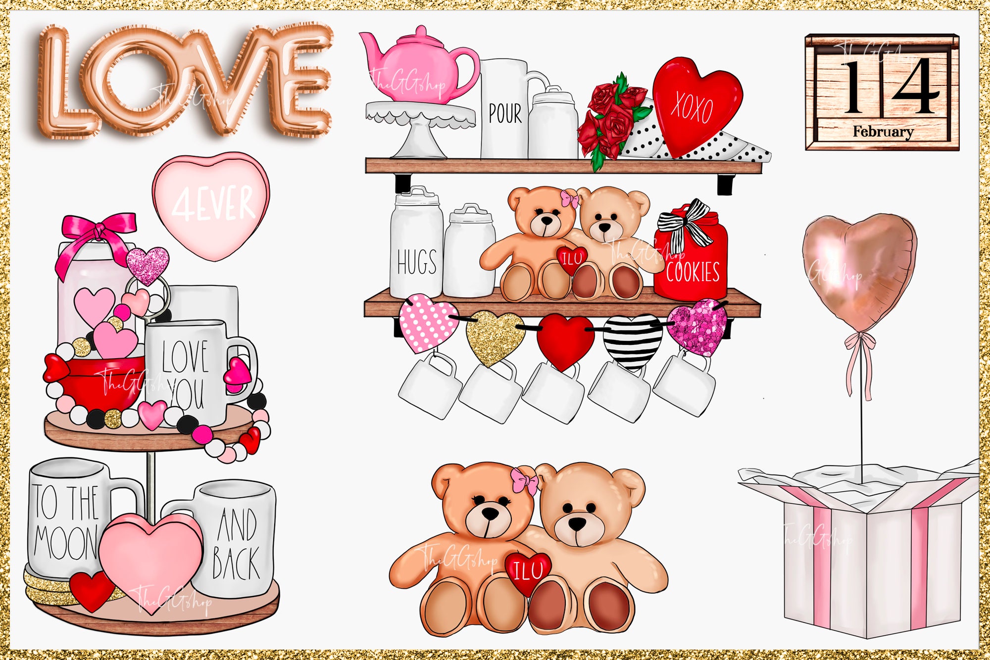 Valentines Day Clipart Valentines Clipart Valentine Clipart | Etsy