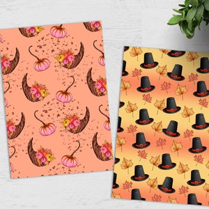 Thanksgiving Paper, Autumn Digital Paper, Scrapbooking Paper, Digital ...