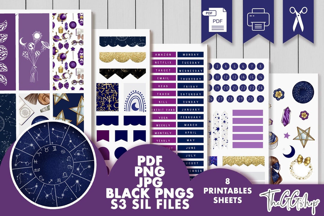 Celestial Printable Stickers | Starry Night Stickers | Astrologer ...