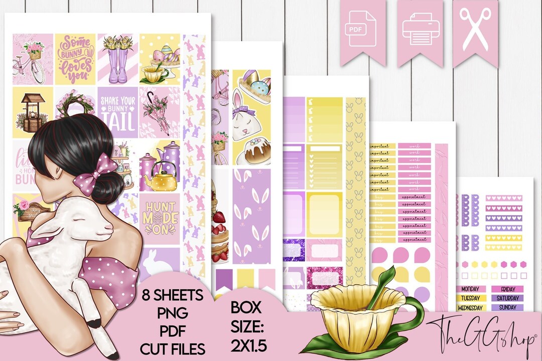 Easter Printable Stickers, Spring Stickers Sheets, Easter Monthly Kit ...