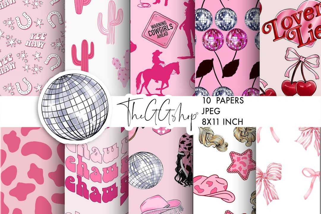 Cowgirl Paper, Rodeo Paper, Western Digital Paper, Coquette Girl Paper ...