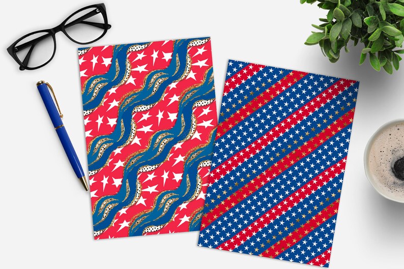 Independence Day Digital Paper Pack, 4th of July Scrapbook Paper, Stars ...