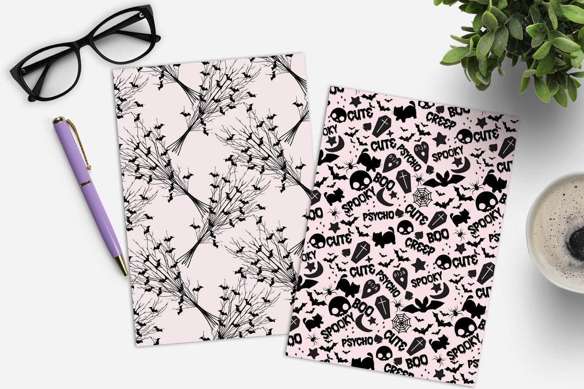 Pink Halloween Digital Paper Pack, Scrapbook Paper, Wicca Witch ...