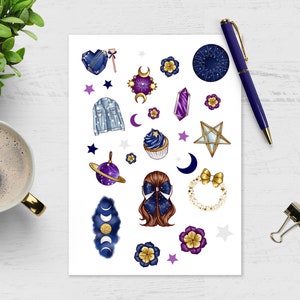 Celestial Planner Stickers: Starry Night, Moon, Astrology (digital ...
