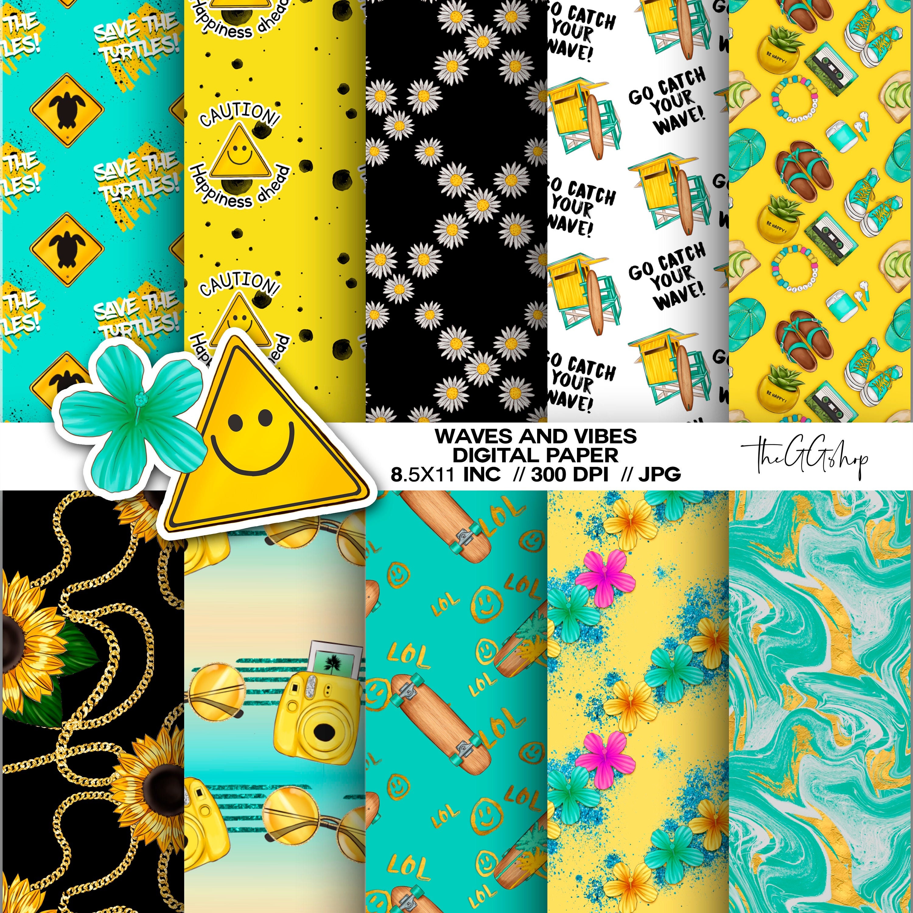 Summer Digital Paper Beach Digital Paper Aloha Digital - Etsy