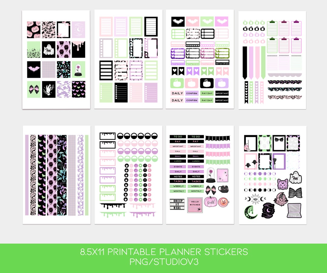 Creepy Halloween Functional Stickers, Pink Halloween Printable Stickers ...