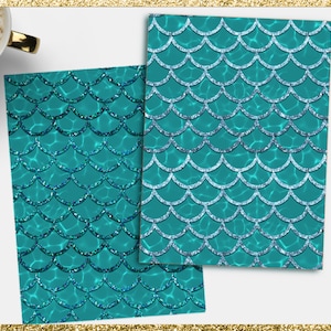 Mermaid Scales on Water Texture - 10 Seamless Pattern - Mermaid ...