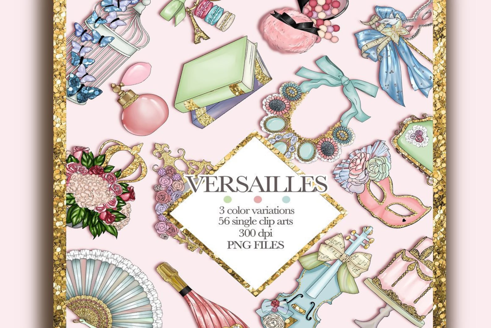 Masquerade Cliparts Mardi Gras Cliparts Marie Antoinette | Etsy