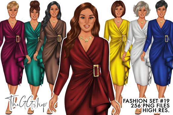 Fashion Girls Clipart Woman Clipart Mature Lady Clipart | Etsy