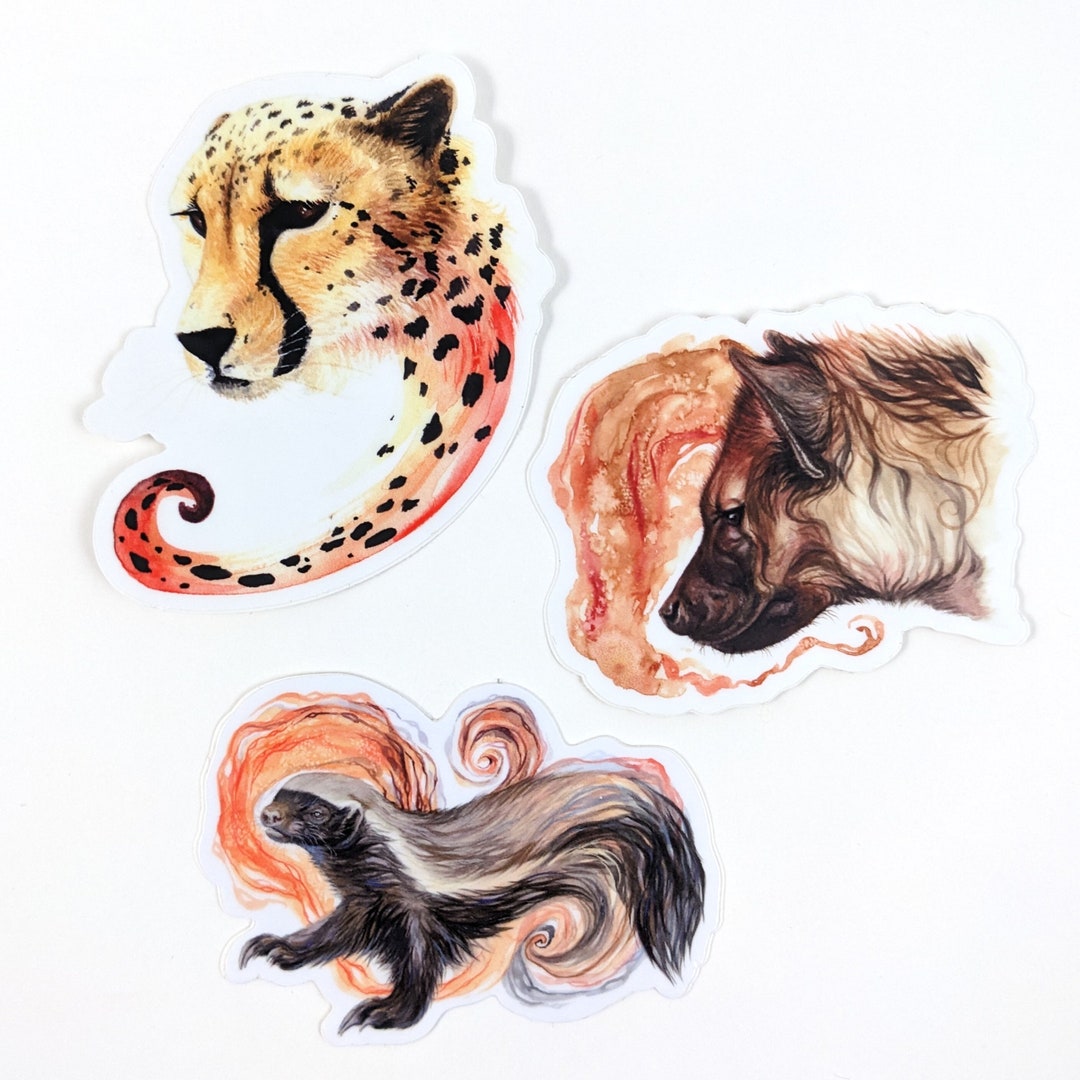 Set of 3 Waterproof Vinyl African Wildlife Stickers - Cheetah, Honey ...
